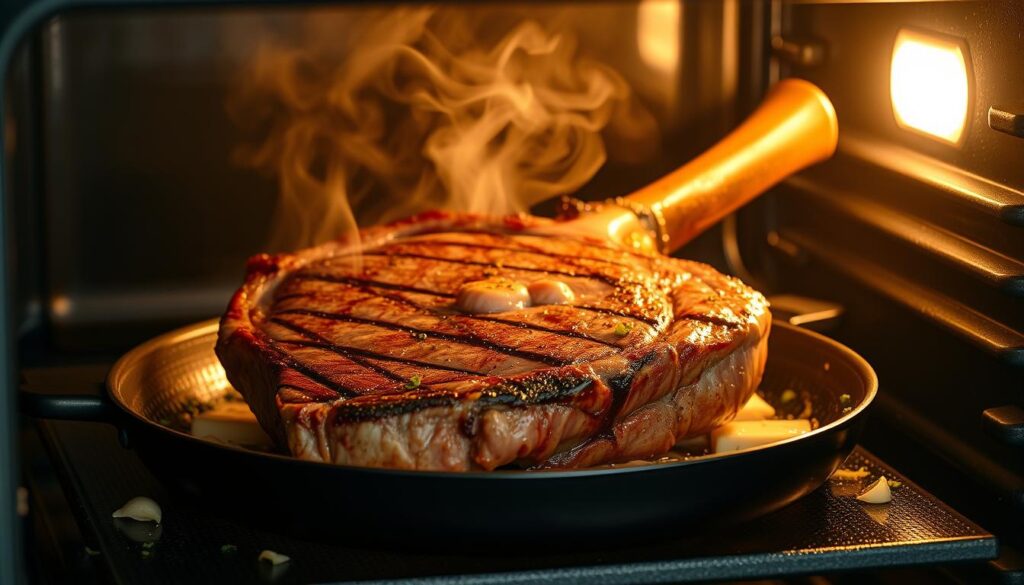 Easy instructions on how to cook a tomahawk steak in the oven.